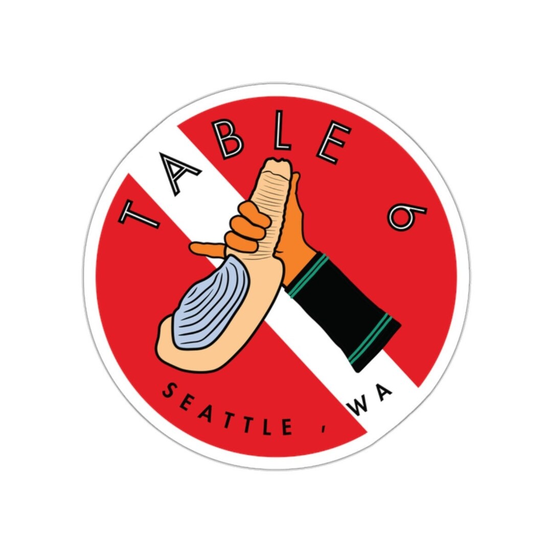 Table 6 Shaka Clam Diver Down Die-cut Stickers | Commercial Geoduck ...