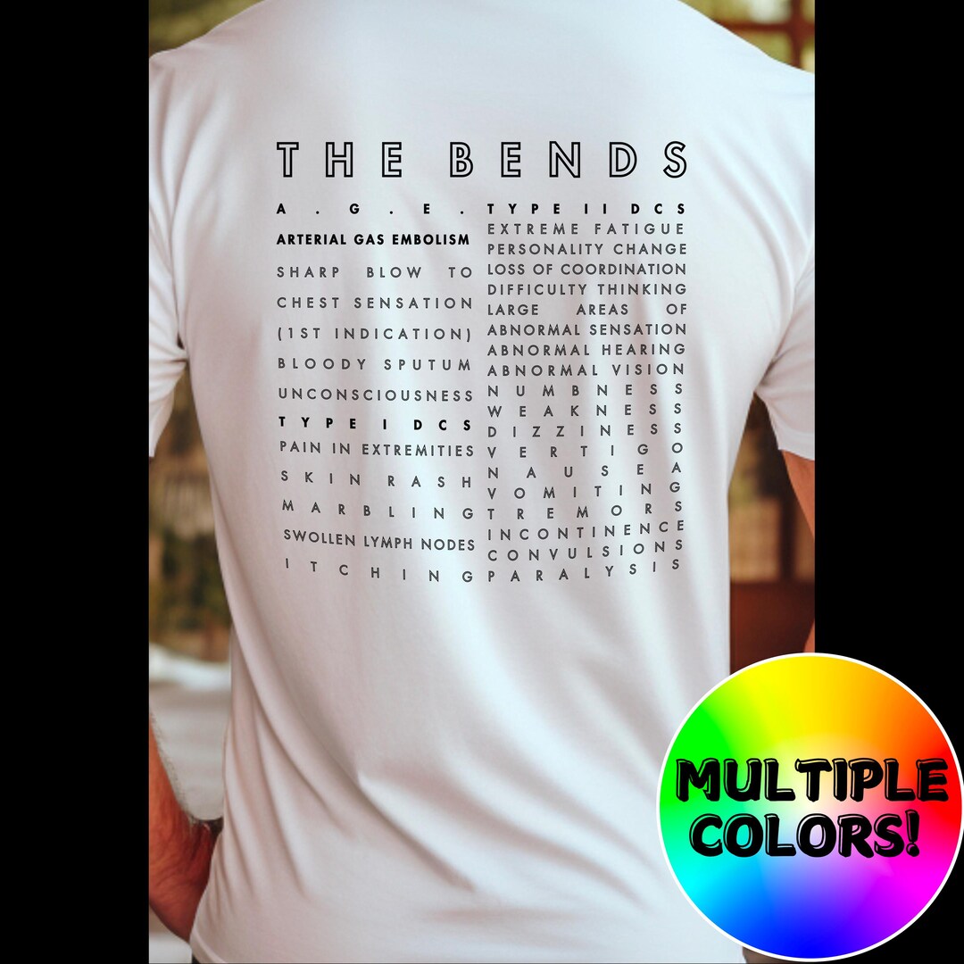 Table 6 the Bends Signs and Symptoms Unisex Tee | Commercial Scuba Navy ...