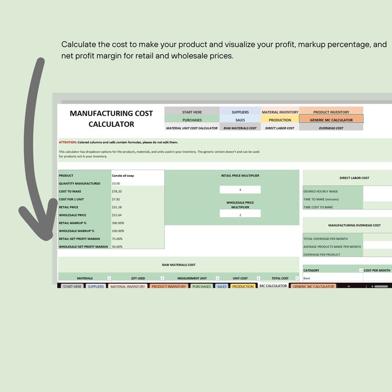 Inventory Tracker MS Excel Spreadsheet for Handmade Small Business With ...