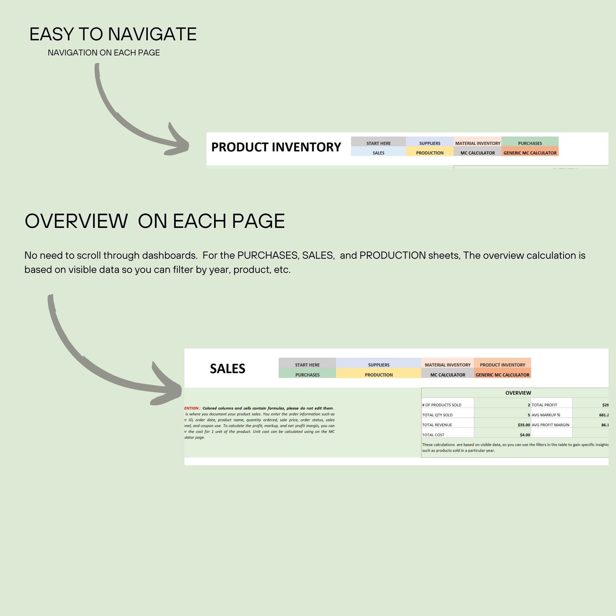 Inventory Tracker MS Excel Spreadsheet for Handmade Small Business With ...