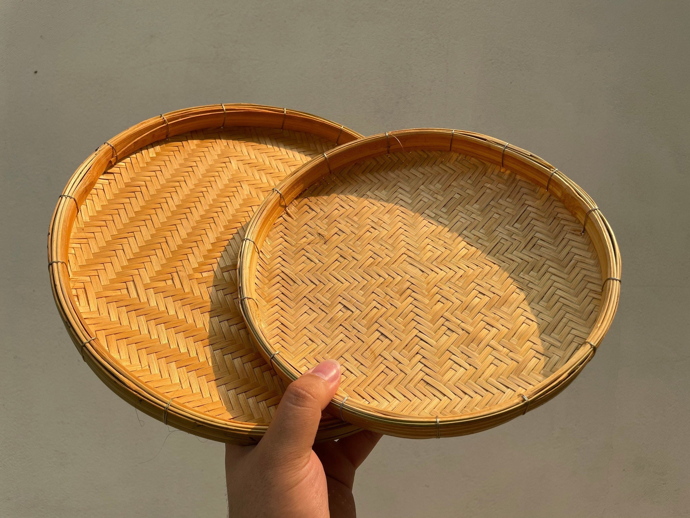Bamboo Tray, Bamboo Basket, Round Tray, Wall Decoration, Woven Tray ...
