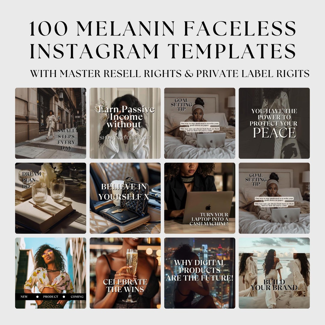 Melanin Faceless Instagram Templates | Editable Canva Posts & Stories ...
