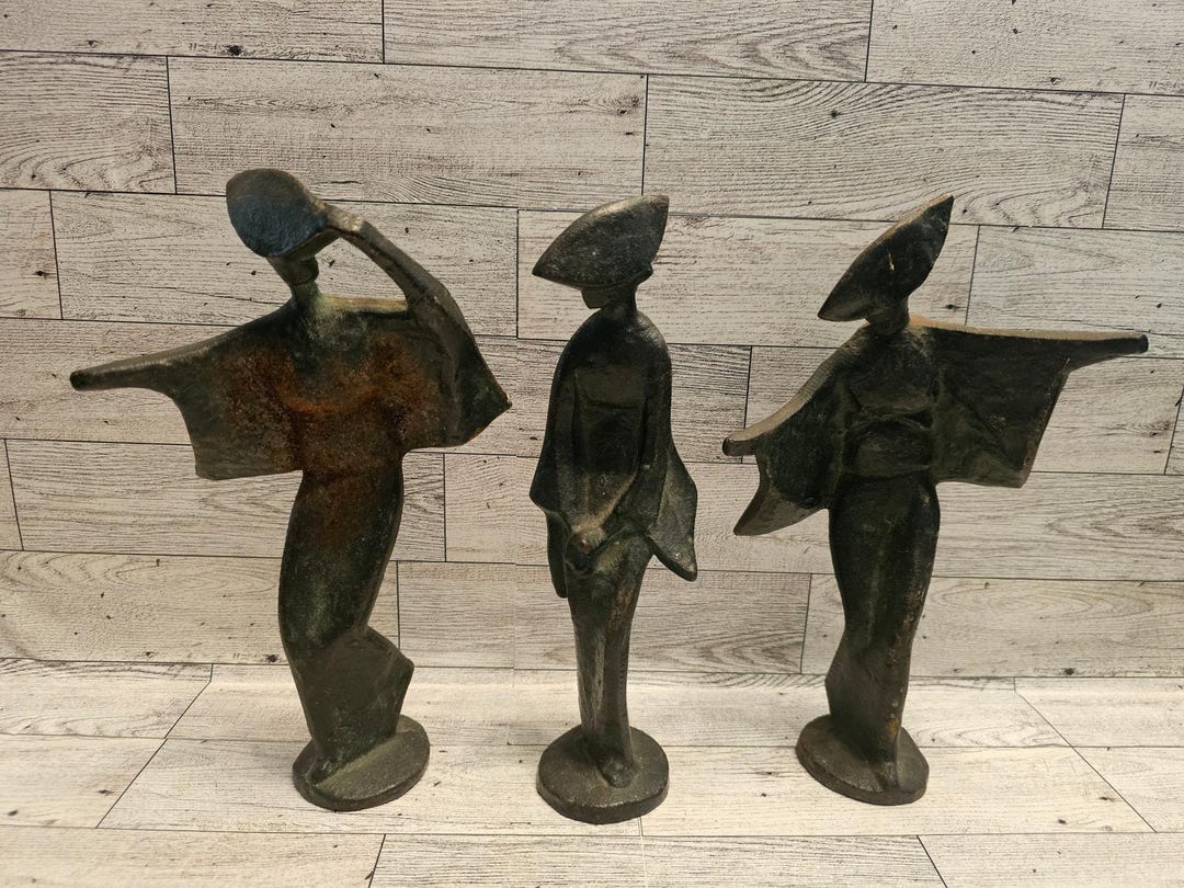 Cast Iron Geisha Trio, James Mont Green Style - Etsy