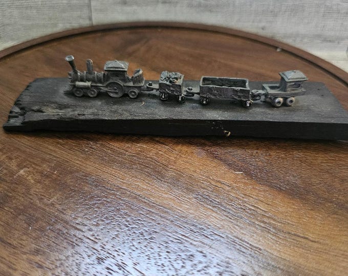 Pewter Train on Railroad Spike - Etsy