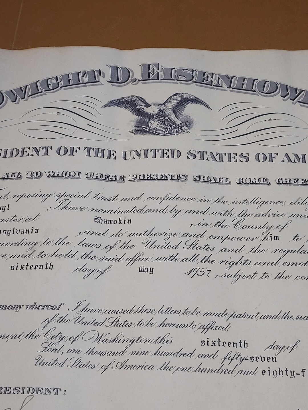 Signed Dwight D. Eisenhower, Document 5-16-1957 - Etsy
