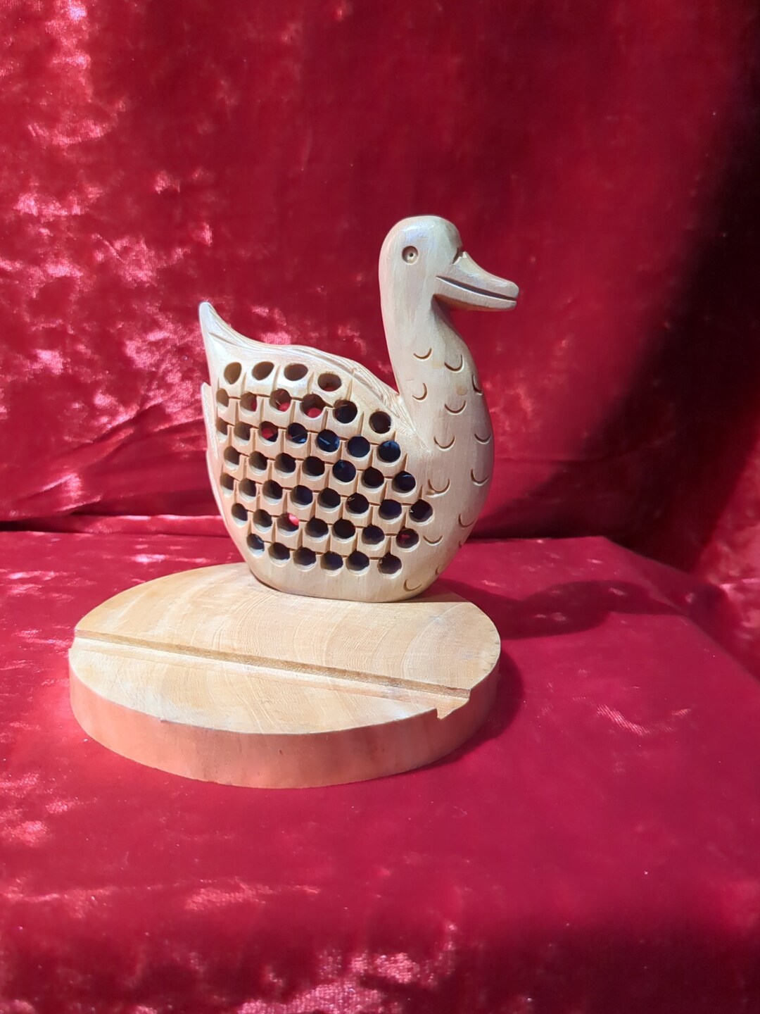 Wooden Hand Carved Swan Mobile Phone Holder With Shungite - Etsy