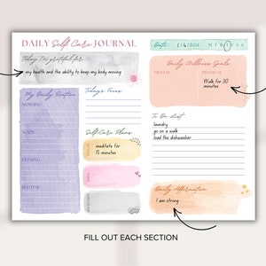 Daily Self Care Journal | Mental Health Journal | Daily Journal ...