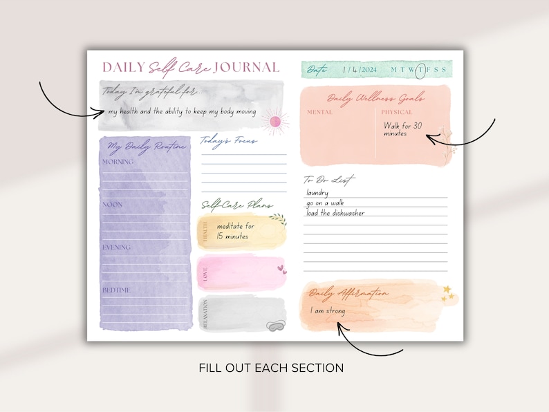 Daily Self Care Journal | Mental Health Journal | Daily Journal ...
