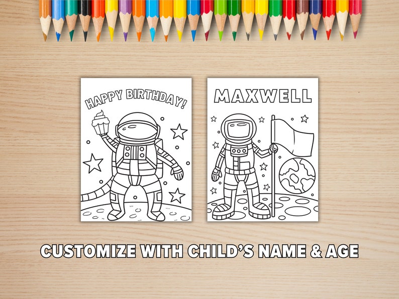 Custom Coloring Pages | Astronaut Birthday Coloring Pages | Custom ...