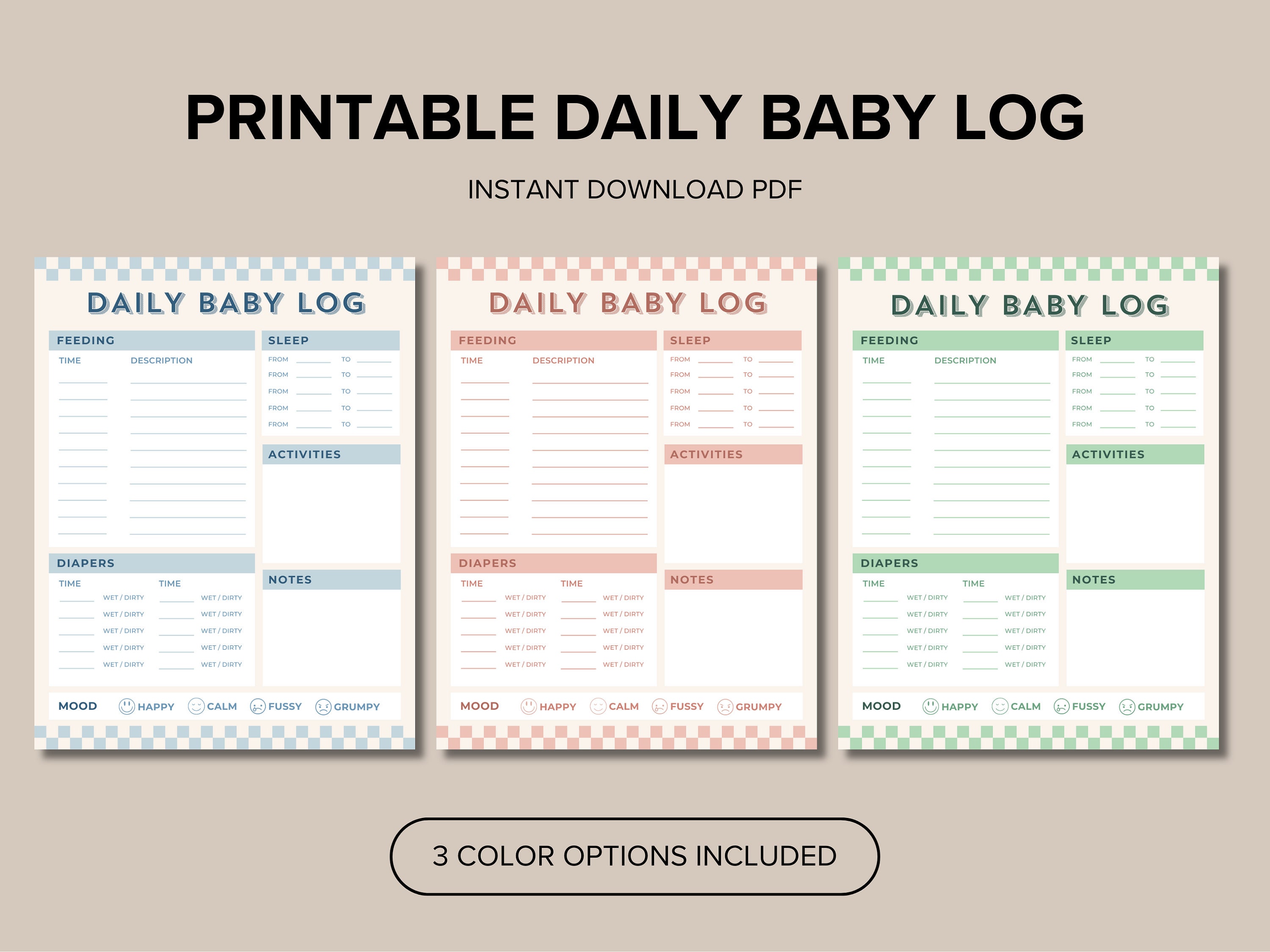 Daily Baby Log Printable Daily Baby Tracker Pdf Track Baby - Etsy