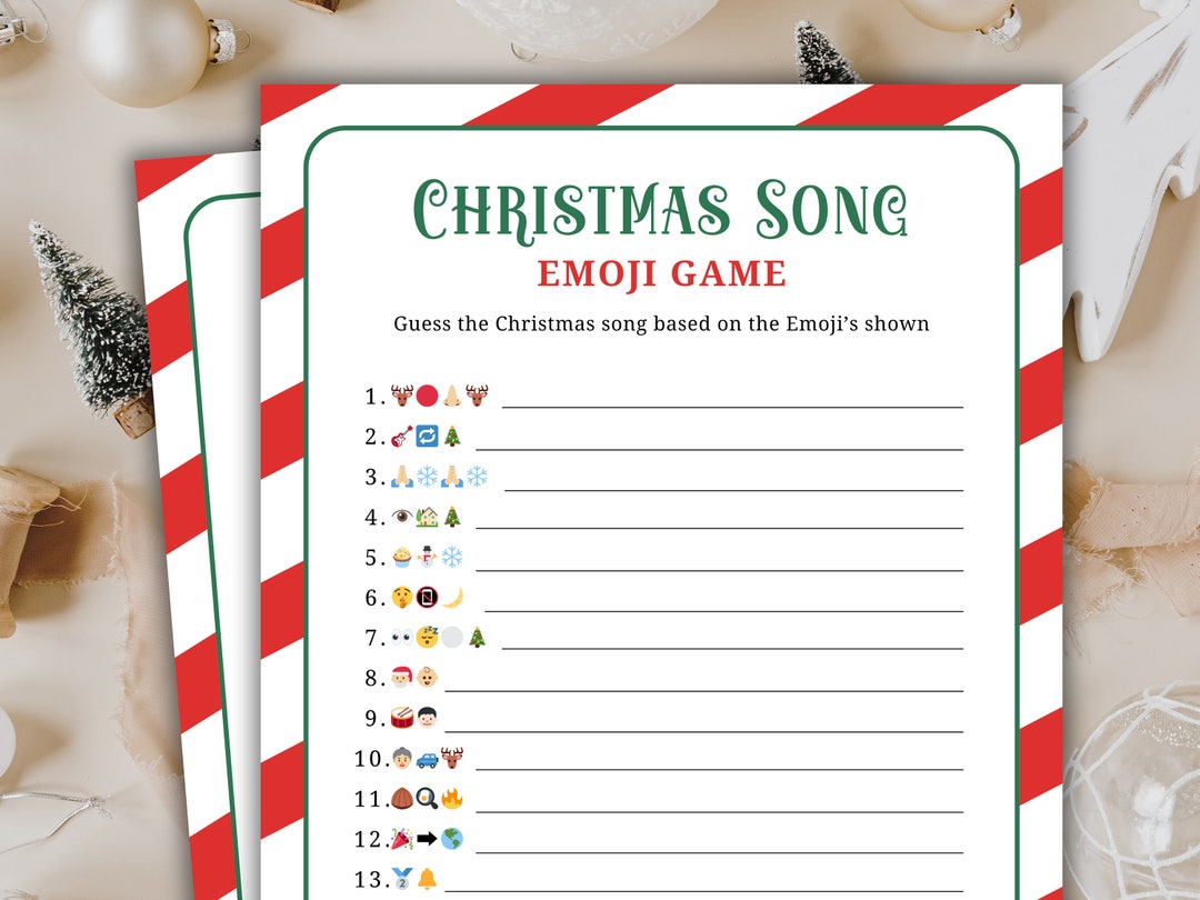 Christmas Songs Emoji Game Printable – Holiday Party Game & Instant ...