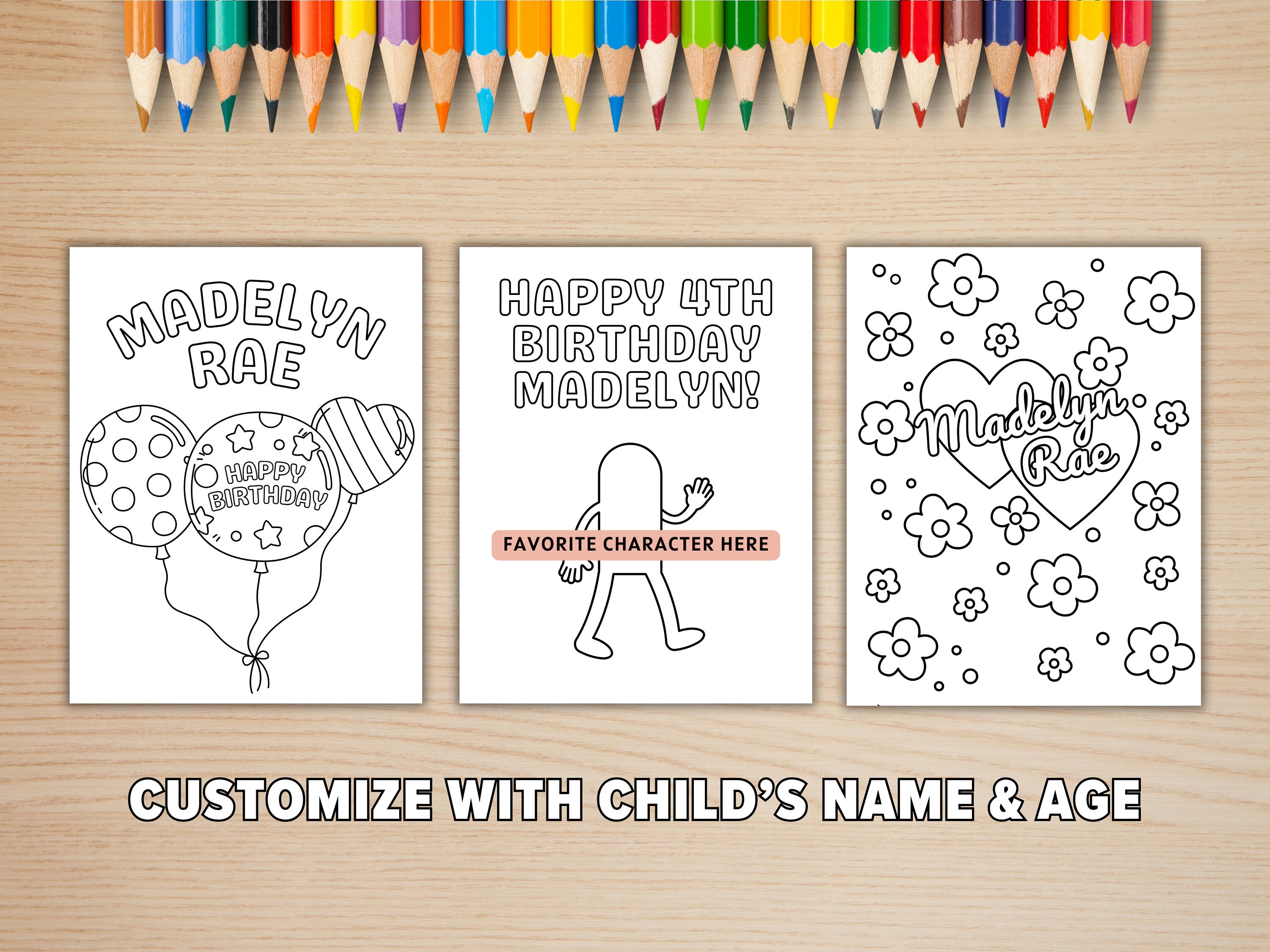 Custom Coloring Pages | Birthday Coloring Pages for Girl | Custom ...