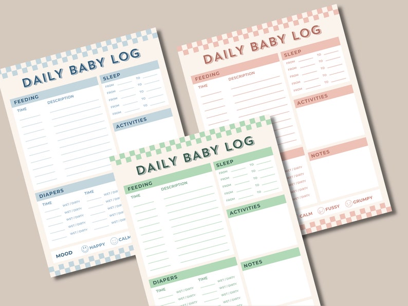 Daily Baby Log Printable Daily Baby Tracker Pdf Track Baby - Etsy