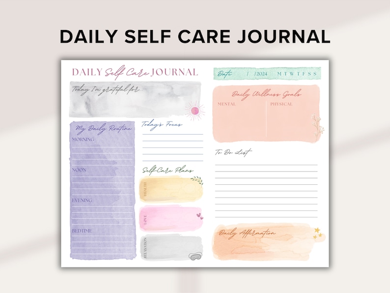 Daily Self Care Journal | Mental Health Journal | Daily Journal ...