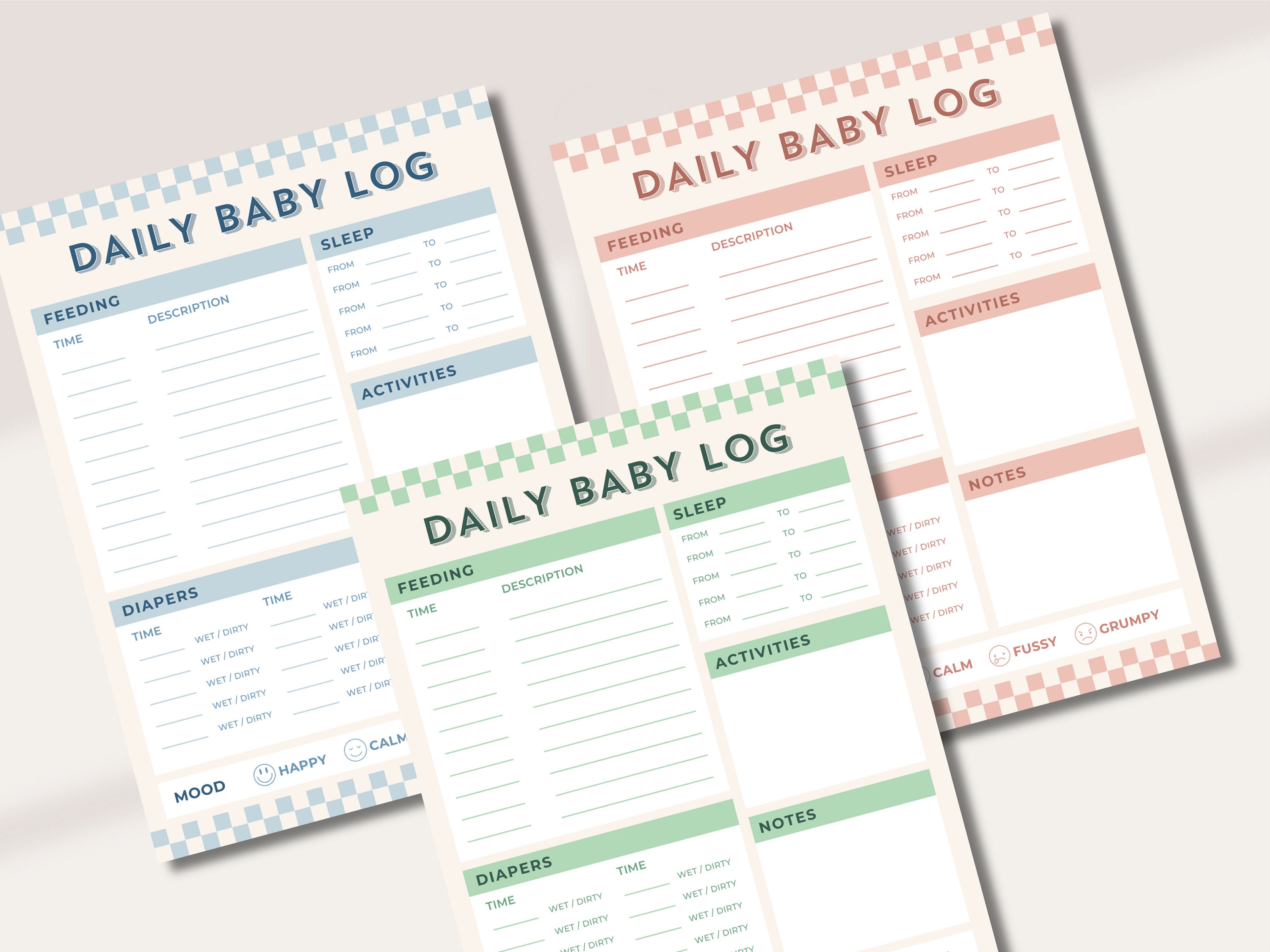 Daily Baby Log | Printable Daily Baby Tracker Pdf | Track Baby Feedings ...