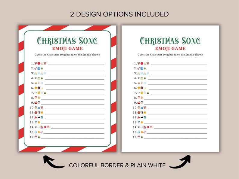 Christmas Songs Emoji Game Printable – Holiday Party Game & Instant ...