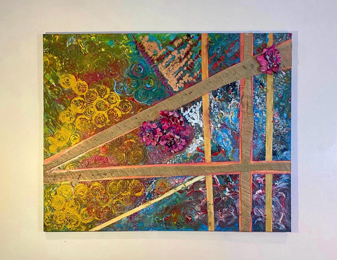 ORIGINAL ART Painting,signed,large Acrylic/oils/gold,silver Leaf ...