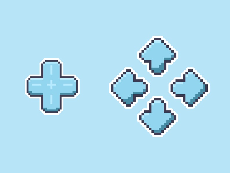 Pixel Art Blue Controller Buttons | PNG Downloadable Sticker Prints ...