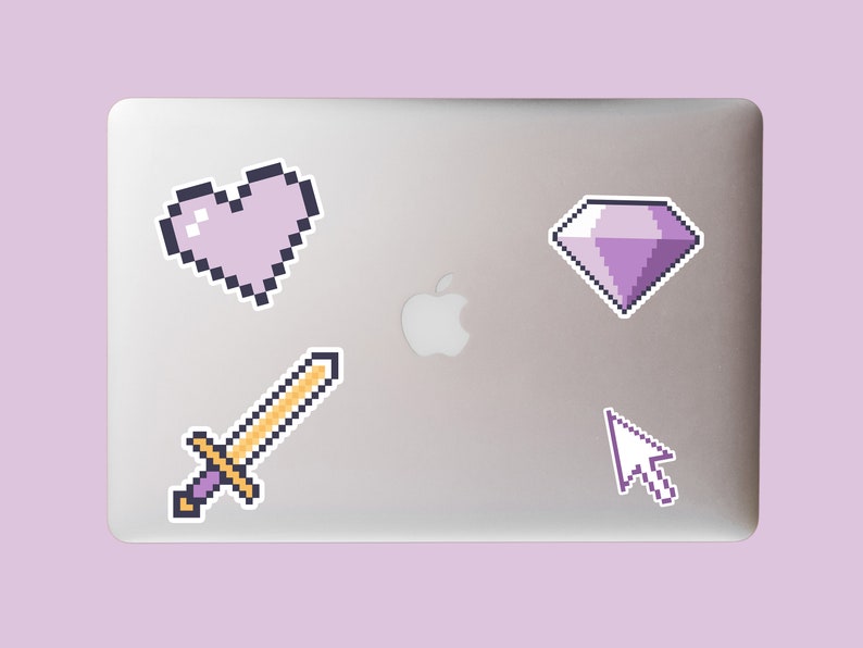 Cutsie Lavender Gamer Pixel Art Sticker Printables | PNG Downloadable ...