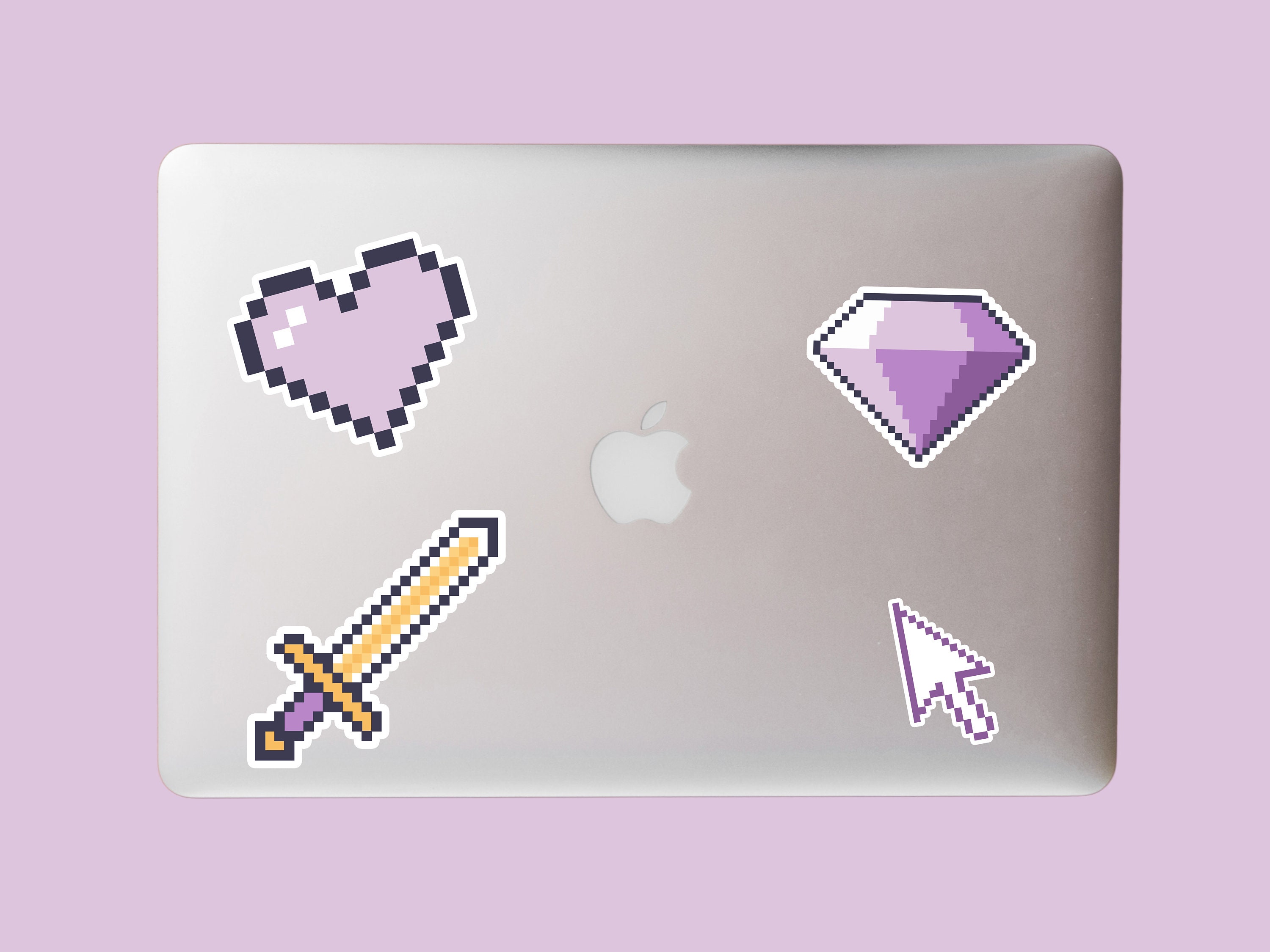 Cutsie Lavender Gamer Pixel Art Sticker Printables | PNG Downloadable ...
