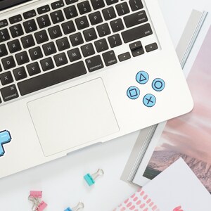 Pixel Art Blue Controller Buttons PNG Downloadable Sticker Prints Kawai ...