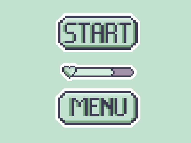 Pixel Art Green Controller Buttons PNG Downloadable Sticker Prints ...