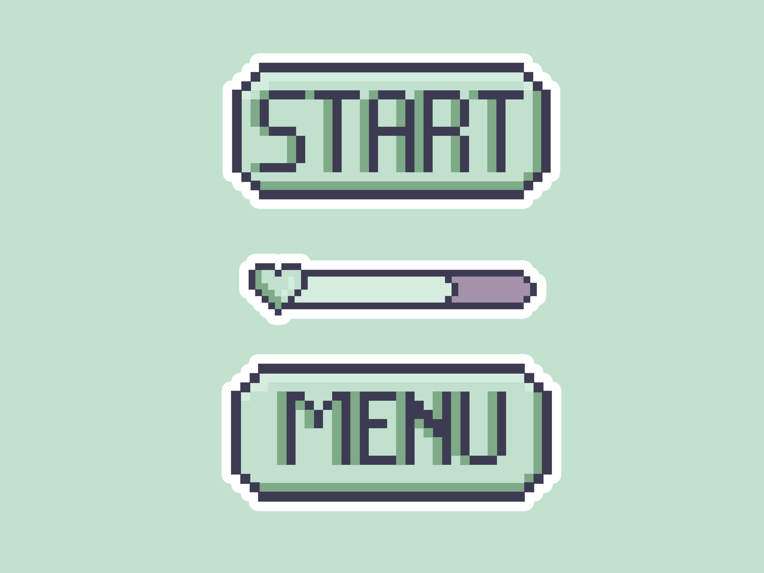 Pixel Art Green Controller Buttons PNG Downloadable Sticker Prints ...