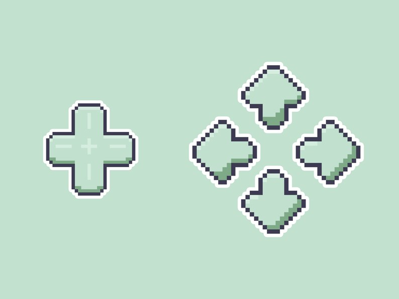 Pixel Art Green Controller Buttons PNG Downloadable Sticker Prints ...