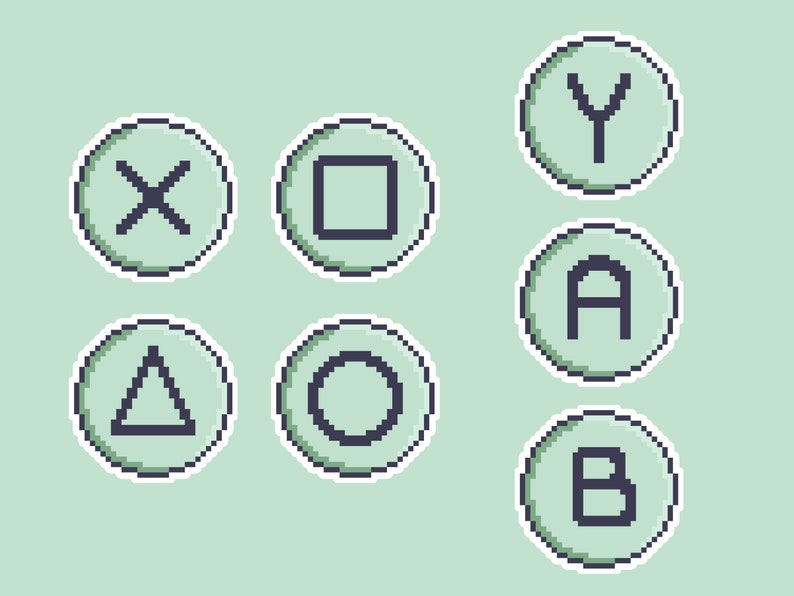 Pixel Art Green Controller Buttons | PNG Downloadable Sticker Prints ...