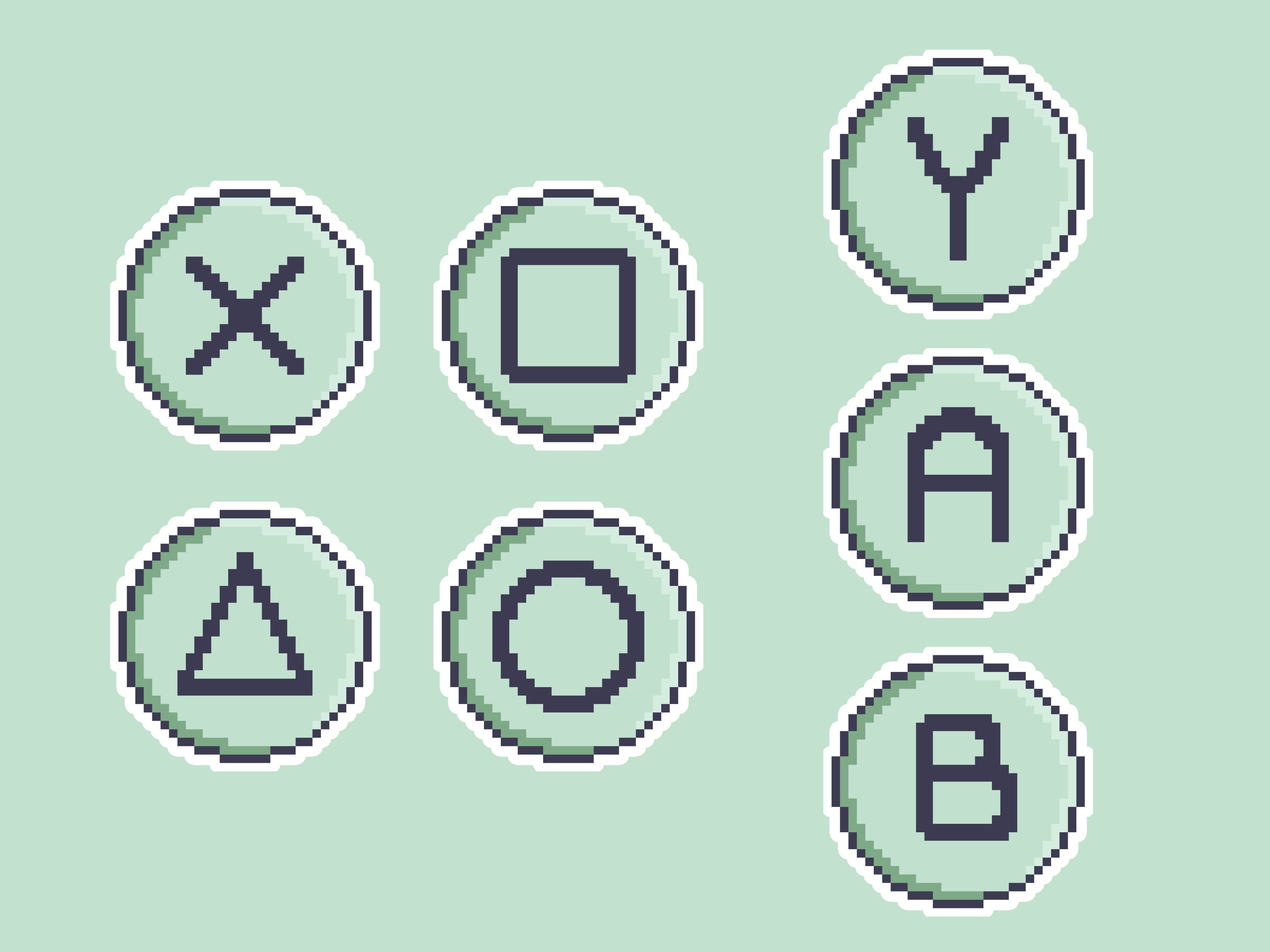 Pixel Art Green Controller Buttons | PNG Downloadable Sticker Prints ...