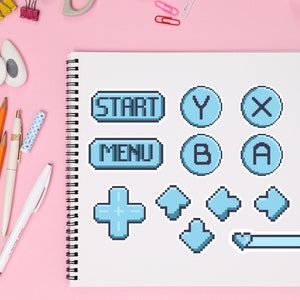Pixel Art Blue Controller Buttons | PNG Downloadable Sticker Prints ...