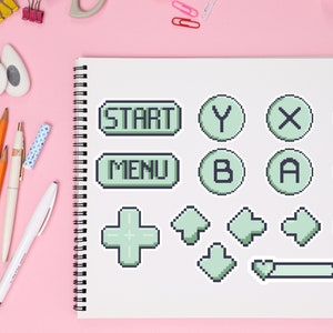 Pixel Art Green Controller Buttons PNG Downloadable Sticker Prints ...