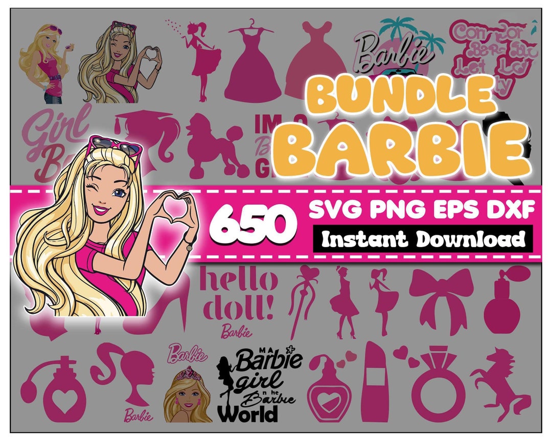 New Barb Svg Bundle Svg Princess Silhouette Pink Doll Svg Girl Svg