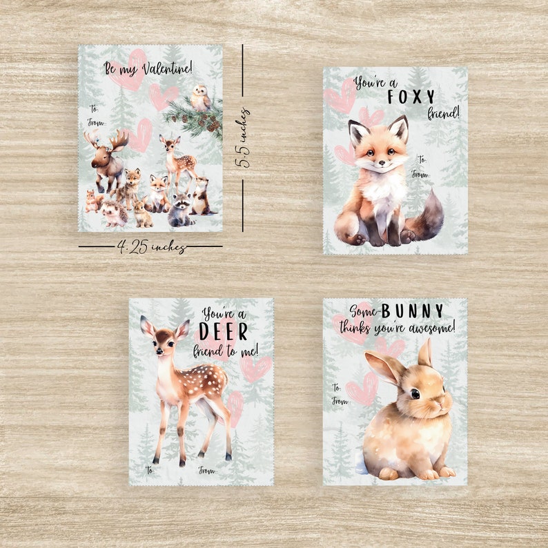 Valentine Cards | Valentines|class Valentines|woodland Animal ...