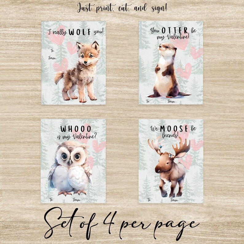 Valentine Cards | Valentines|class Valentines|woodland Animal ...