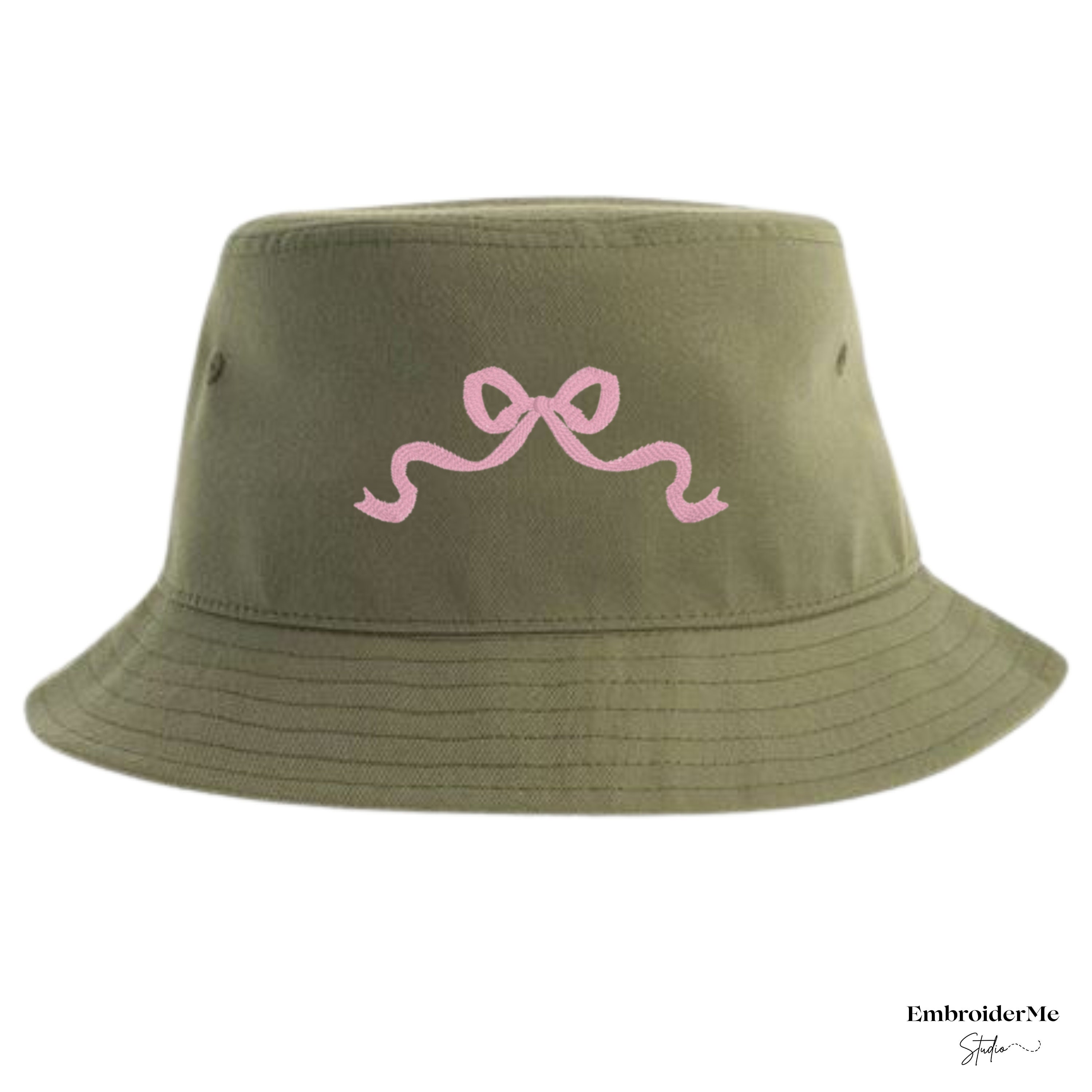 Personalized Monogram Bow Bucket Hat | Embroidered Dainty Bow Hat ...