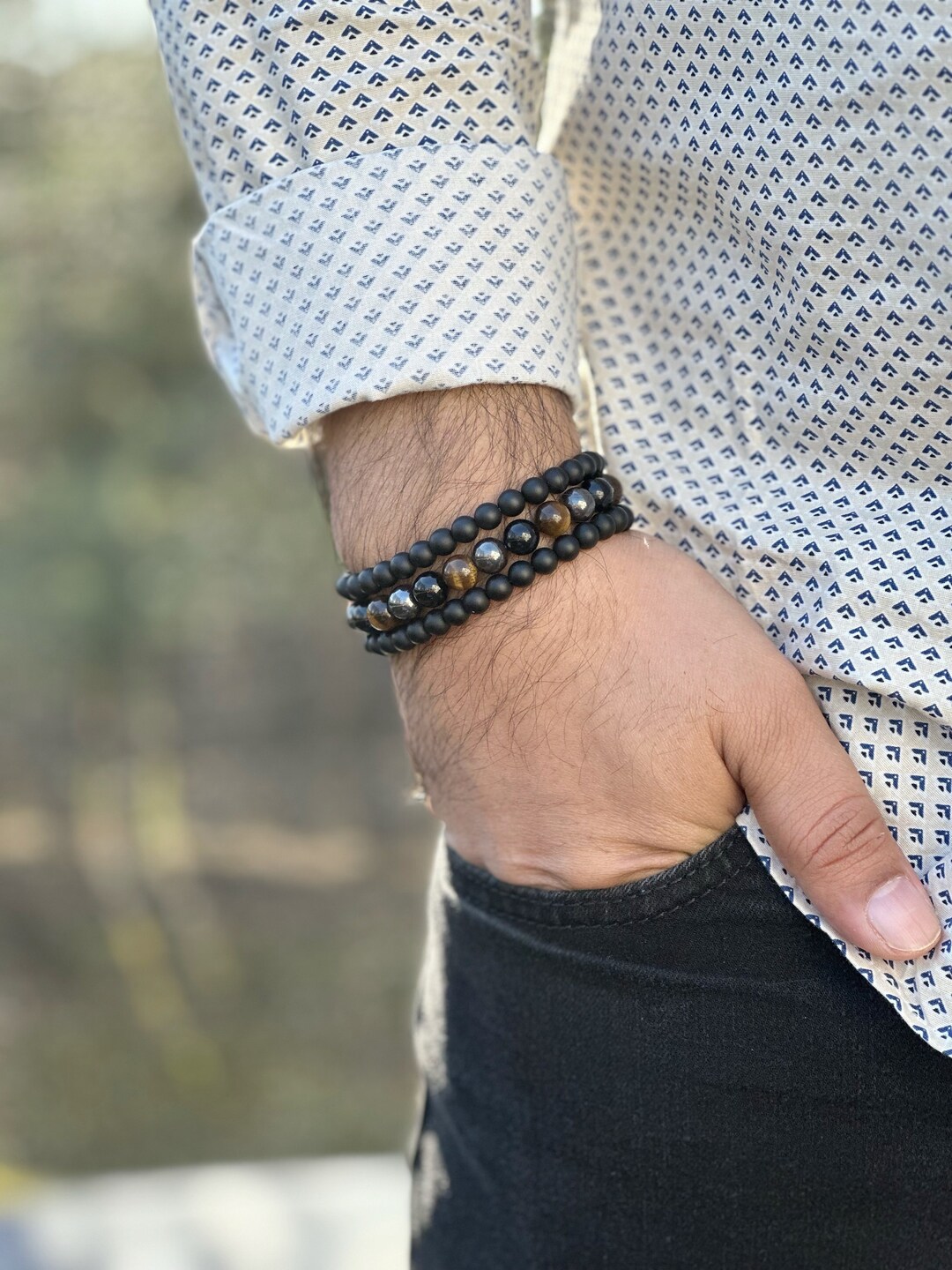 Tiger Eye Protection Stack Bracelet - Etsy