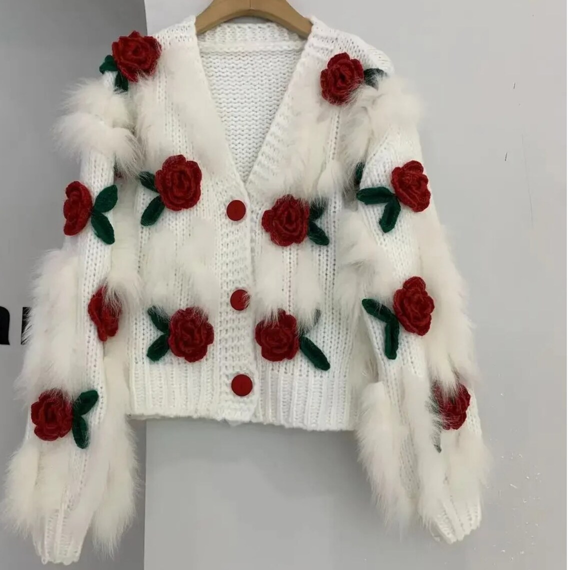 2024 New Season Women Embroidered 3D Rose Knitted Cardigan Autumn ...