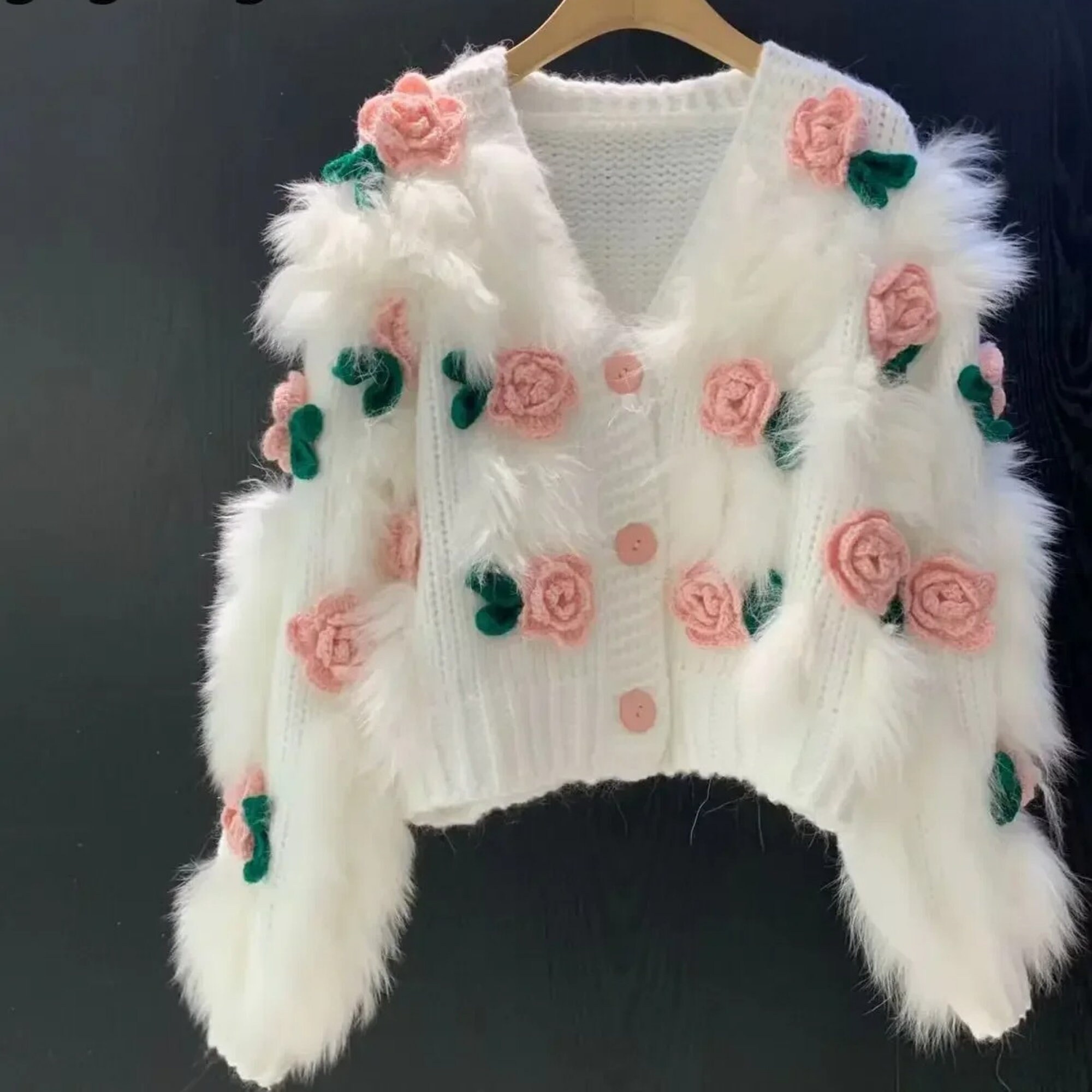 2024 New Season Women Embroidered 3D Rose Knitted Cardigan Autumn ...