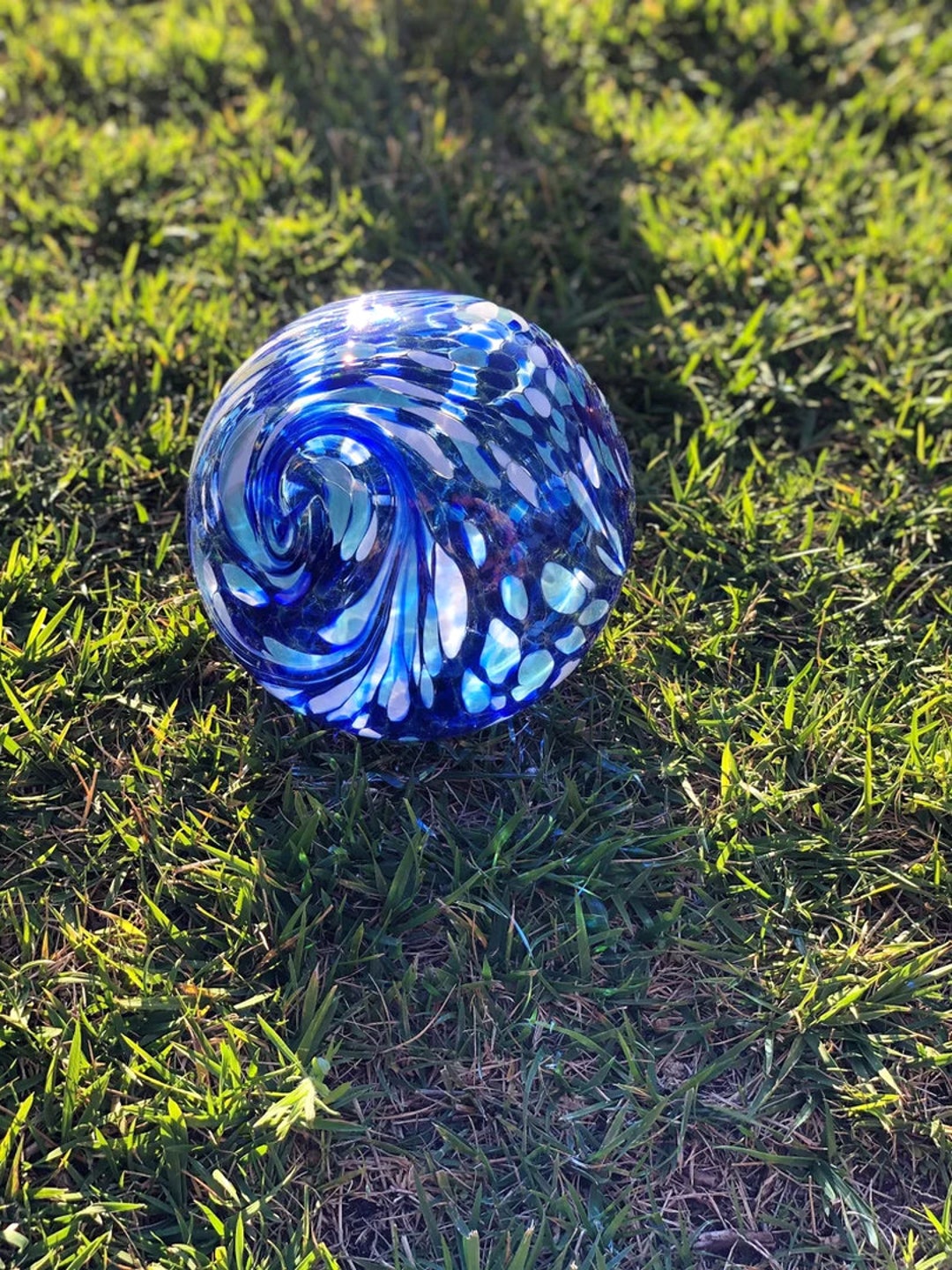 10 Solar LED Light up Art Glass Gaze Ball-blue/garden/pathway - Etsy
