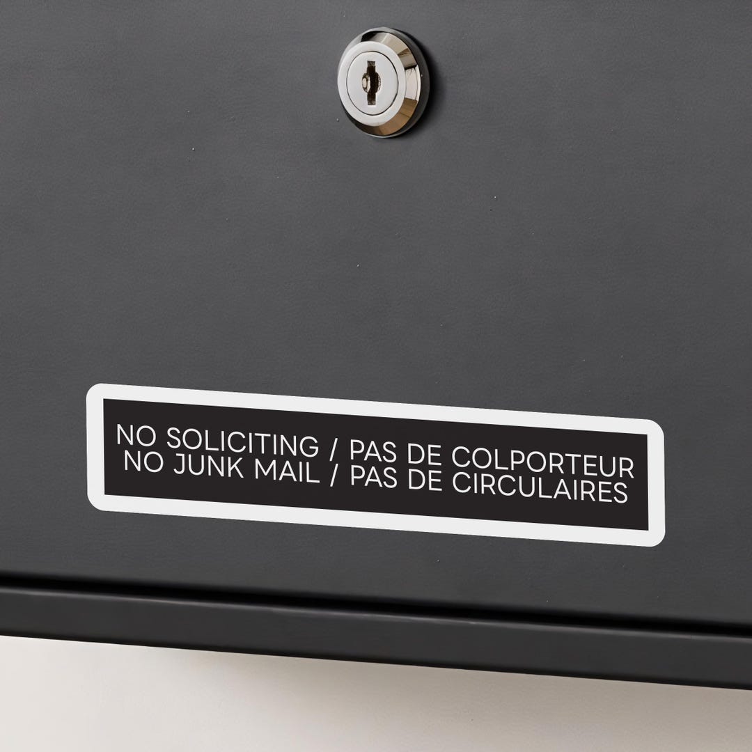 No Soliciting No Junk Mail Bilingual Sticker (6in X 1.2in) - Etsy