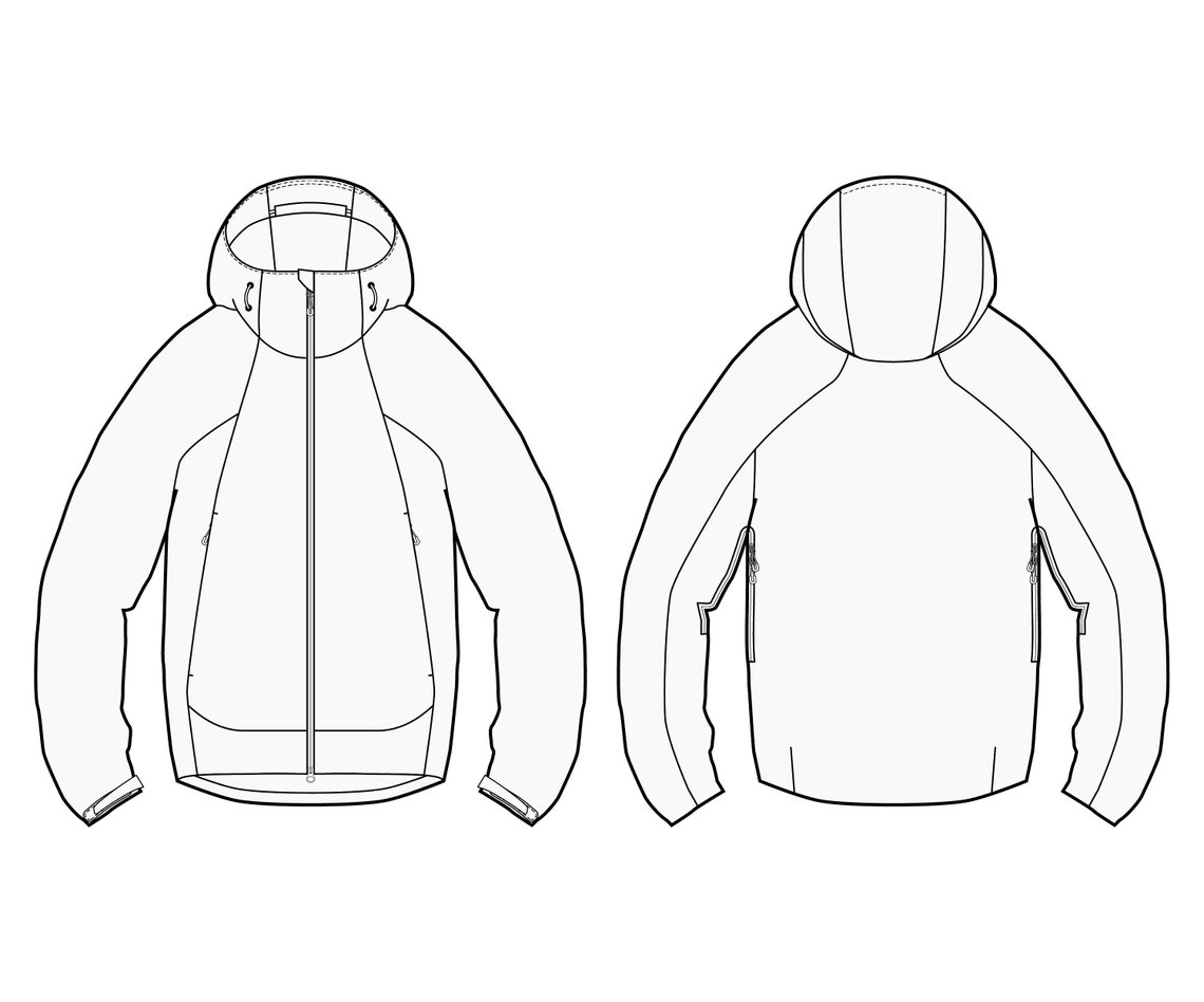 Outerwear Design Editable Flat Sketch Set - Winter Jacket Fashion ...