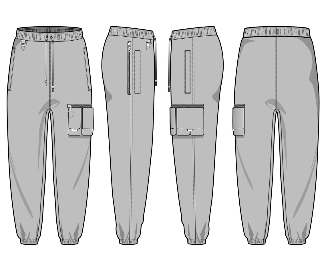 Utility Track Pant Fashion Technical Illustration - Editable Vector ...