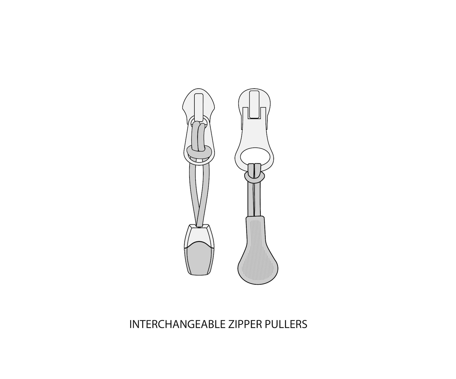 Outerwear Zipper Pull Vector Set Fashion Illustration Trims Collection ...