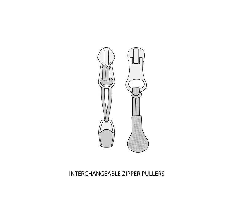 Outerwear Zipper Pull Vector Set - Fashion Illustration Trims ...