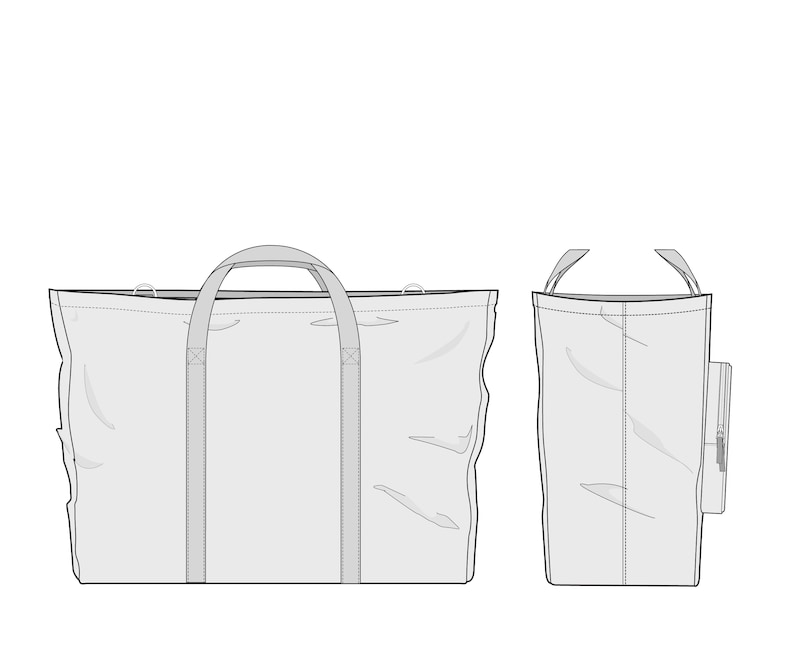 Tote Bag CAD Vector Illustration Pack - With Editable Strokes and Fills ...