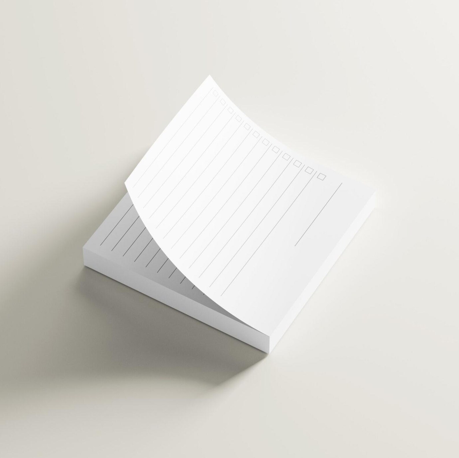Minimal White Checklist Post-it Notepad 4in. X 4in. Narrow Ruled With ...