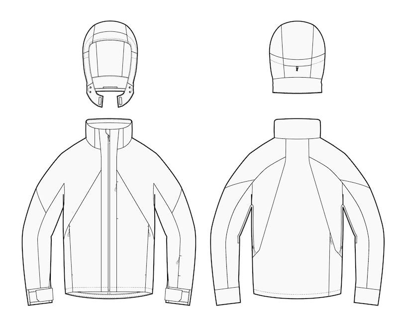 Outerwear Design Editable Flat Sketch Set - Winter Jacket Fashion ...