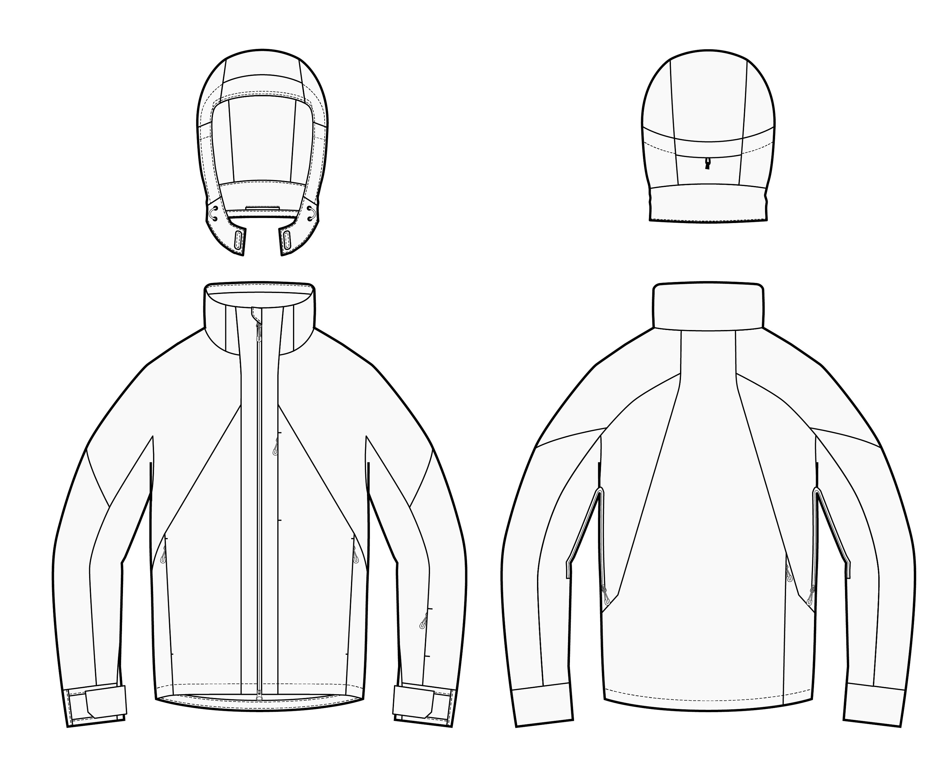 Outerwear Design Editable Flat Sketch Set - Winter Jacket Fashion ...