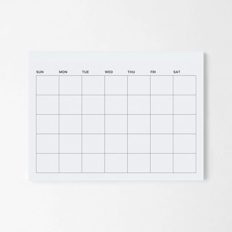 Minimal White Calendar Post-it Notepad - 8in. X 6in. - Monthly Planner ...